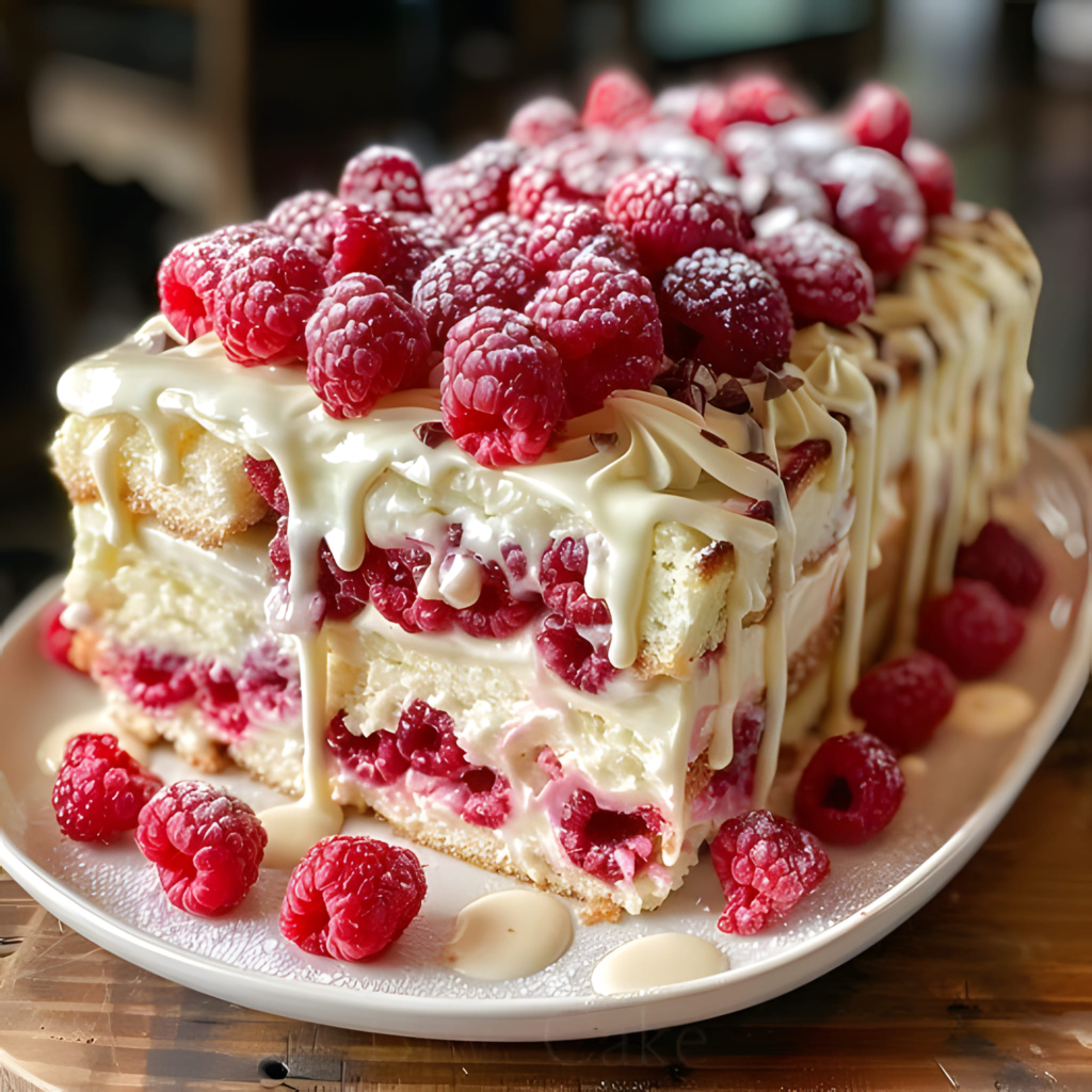 White Chocolate Raspberry Heavenly Cake - Famousbio
